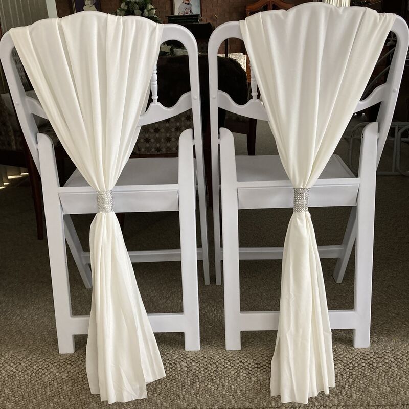 Chair Drapes with Diamanté Clasp | Wedding Decor for Hire