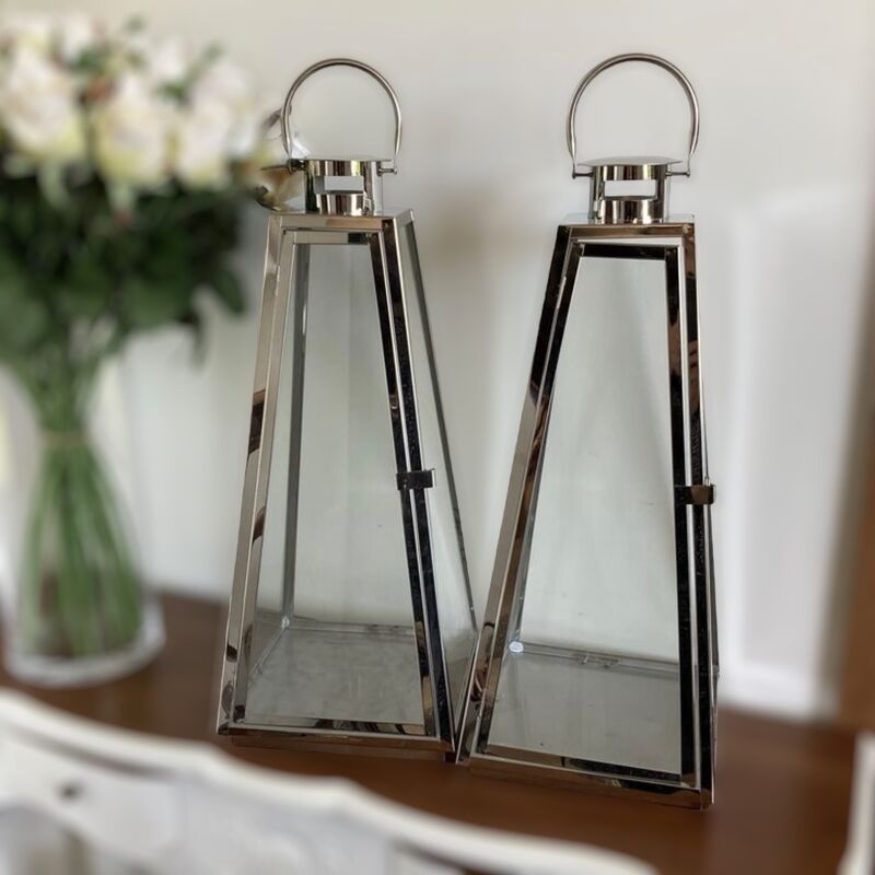 Lanterns - Silver Triangular - Large | Wedding Decor for Hire